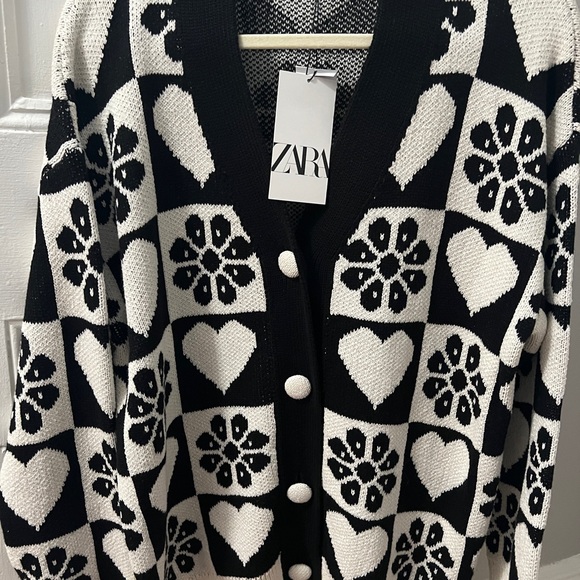 Zara | Jackets & Coats | Zara Ecru Black Chunky Oversized Checked ...